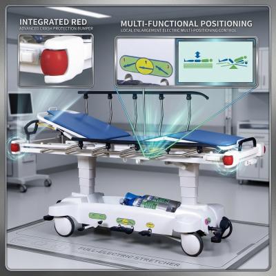 China Electric Powered Hospital Bed Stretcher Trolley Wired Handset Control Fowler Backrest Knee Rest 200kg for sale