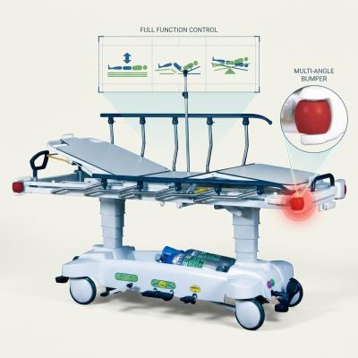 China Aluminum Alloy 5th Wheel Transport Stretcher Collapsible Side Rails One-Hand Directional Steering 190kg for sale