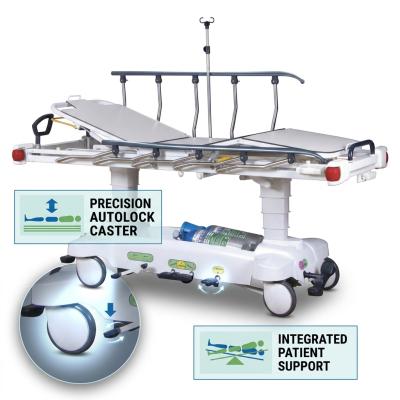 China Stainless Steel Ambulance Stretcher Trolley Telescopic Loading Handle Front Wheel Auto-Retract 180kg for sale