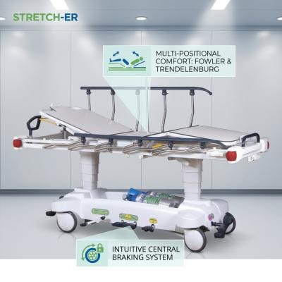 China PP Plastic Two-Cart Transfer Stretcher System Automatic Locking Independent Height Control 10 Wheels for sale