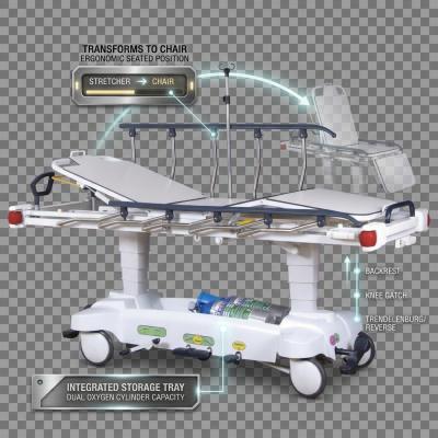 China Modular Multi-Purpose Patient Stretcher Trolley Convertible Examination Chair Position Storage Basket 200kg for sale