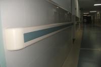 China Hospital aluminum alloy with PVC  Corridor wall Handrail with plain panel Safeguard Wall Bumpers for sale