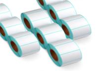 China 57x32mm Address Perforated Barcode Printer Label Roll for sale