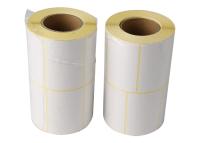China Yellow Bottom Anti Counterfeit Thermal Label Sticker 102x102mm for sale