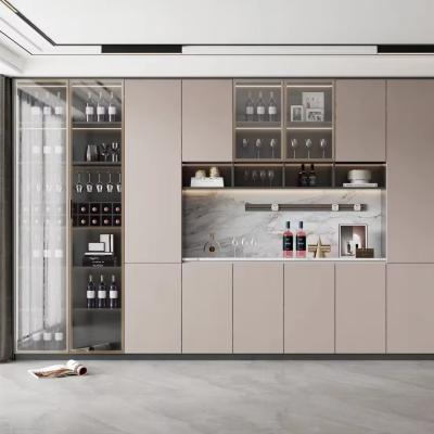 China Custom Luxury Whiskey Display Cabinet with Aluminum Frame & Glass Doors - 45 Day Lead Time, Commercial Grade Wine Rack with Integrated Lighting for sale