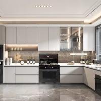 China Custom Modern Kitchen Cabinets with 20mm Quartz Countertops and 40-60mm Edge - Factory Direct Design for sale