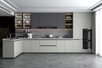 China Italian Kitchen Cabinets Stainless Steel Cupboards with 20mm Quartz Countertops and 30-40 Day Delivery for sale