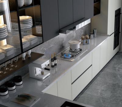 China High Gloss Kitchen Cabinets Modern Set with 20mm Quartz Countertop and 30-40 Day Delivery for sale