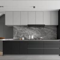 China Custom Stainless Steel Modular Kitchen Cabinet Sets with 20mm Quartz Countertop and 30-40 Day Delivery for sale