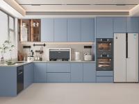 China Custom Stainless Steel Modular Kitchen Cabinet Sets with 20mm Quartz Countertop and 30-40 Day Delivery for sale
