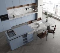 China Stainless Steel Kitchen Cabinets with 20mm Quartz Countertop - Custom Design 30-40 Day Delivery for sale