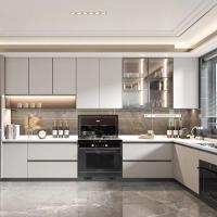 China White Lacquer Matte Finished Kitchen Island with 20mm Quartz Countertop and 40-60mm Edge - Custom Cabinets for sale