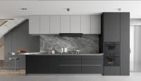 China Custom Luxury Lacquer Double Sink Island Kitchen Cabinet with 20mm Quartz Countertop and 30-40 Day Delivery for sale