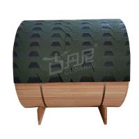 China 4-6 Person Red Cedar Outdoor Barrel Sauna with 6-8mm Tempered Glass and 60-Minute Timer for sale