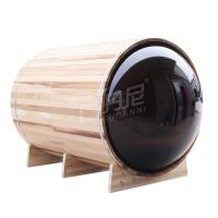 China 4-6 Person Red Cedar Outdoor Barrel Sauna with 6-8mm Tempered Glass and 60-Minute Timer for sale