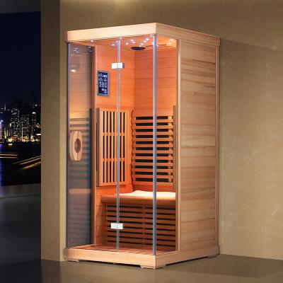 China Low EMF Solid Wood Far Infrared Sauna Room with 0-60 Minute Timer and 110V-240V Dual Voltage for sale