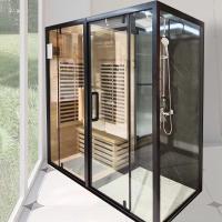 China Luxury Red Cedar Sauna Steam Shower Room with 6kW Heater and 3kW Steam Generator for sale