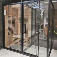 China Luxury Red Cedar Sauna Steam Shower Room with 6kW Heater and 3kW Steam Generator for sale