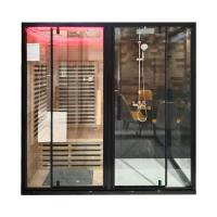 China Luxury Red Cedar Sauna Steam Shower Room with 6kW Heater and 3kW Steam Generator for sale