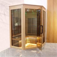 China Luxury Traditional 5-6 Person Himalayan Salt Dry Sauna | 4500W Harvia Heater | 1700×1050×930×2000mm for sale
