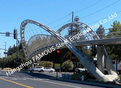 China City Sightseeing Pedestrian Bridge Steel Structure Skywalk Bridge Handrail Metal Bridge Above The Road for sale