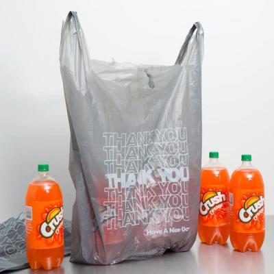 China Gray Colour Thank You Plastic Shopping Bags High Durability 18