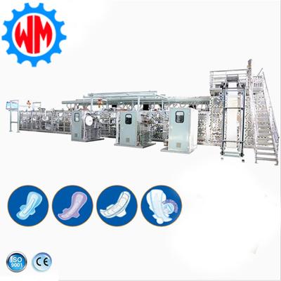 China Sanitary Pad Making Machine 800-1200pcs/min Napkin Production Line WM-JSN03 Customized for sale