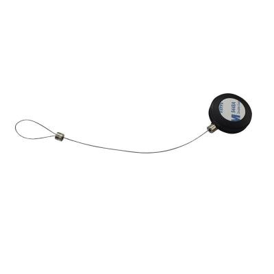 China Mini Round Plastic Anti Theft Retractable Display Pull Box Recoiler 90cm Cable 0.9mm Diameter for sale