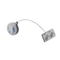 China Mini Round Anti-theft Retractor with Rectangular Adhesive Metal Plate 90cm Cable for sale
