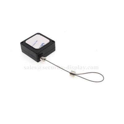 China ABS Plastic Anti Theft Mini Square Pull Box Recoiler 90cm Cable 0.9mm for sale