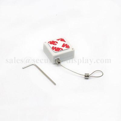 China Anti Theft Recoiling Tether 32x32x14mm ABS Plastic Pull Box with Loop Stop End S Hole for sale