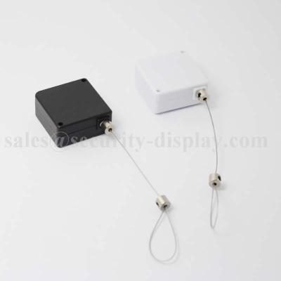 China Square Retail Security Tether Pull Box Recoiler 95cm Cable 0.9mm ABS for sale