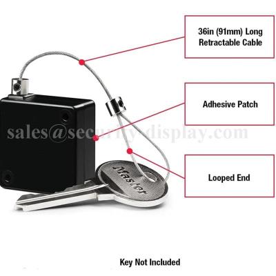 China 3M Adhesive Anti Theft Locking Retractable Key Chain 95cm 0.9mm Cable for sale