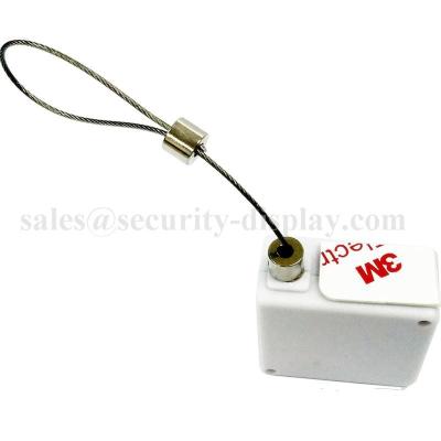 China Mini ABS Anti Theft Pull Box 32x31x14mm Retractable Security Tether 95cm Cable for sale