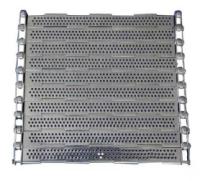 China Stainless Steel Punched Wire Mesh Conveyor Belt with Chain Plate & Baffle - Custom Sizes Available for Food Processing & Industrial Applications for sale