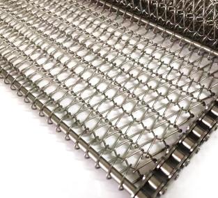 China SS 304 Stainless Steel Spiral Wire Mesh Conveyor Belt 0.8-3mm Wire Diameter for Dry Nuts Roasting Machines for sale