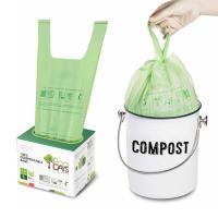 China Compostable Biodegradable Kitchen Trash Bags Custom With T Shirt Handle for sale