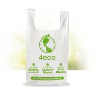 China Blocked Biodegradable T Shirt Bags Packaging Compostable Grocery Bags With Handles for sale