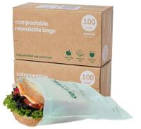 China 100% compostable gallon - sized freezer bags, biodegradable food storage bags, suitable for vegetables, fruits or meats for sale
