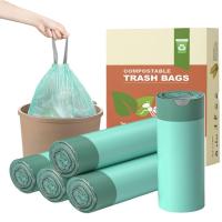 China Green Biodegradable Drawstring Trash Bags Non Toxic With Custom Logo for sale