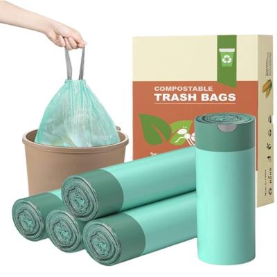 China Green Biodegradable Drawstring Trash Bags Non Toxic With Custom Logo for sale