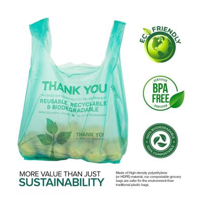 China 100% Compostable Sustainable Cornstarch Eco Friendly Fresh Fruits Vegetables Packaging Biodegradable Plastic T-shirt Bag for sale