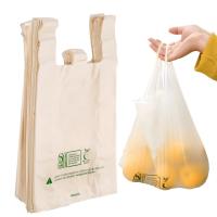 China 100% Compostable Sustainable Eco Friendly Made of Corn Starch Custom Printed Biodegradable Esay Tie Handle T-shirt Garbage Bag for sale