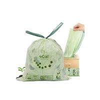 China Customizable Compostable Drawstring Garbage Bags With Retail Dispenser Box for sale