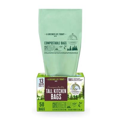 China Wholesale Sustainable 100% Biodegradable Cornstarch Custom Printed Tall Kitchen Compostable Trash Bin Liner Bag for Food Scrap for sale