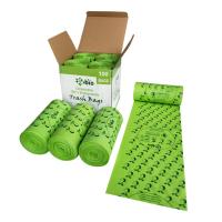 China Sustainable Eco Friendly Cornstarch Based 100% Compostable Custom logo Print Biodegradable Disposable Portable Trash Bin Liner for sale