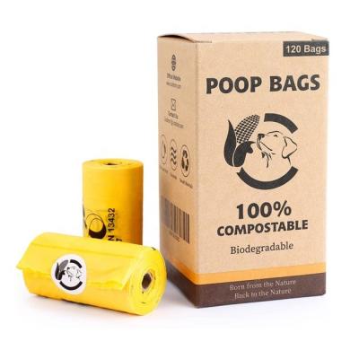 China Wholesale 100% Compostable Biodegradable Dog Poop Bag Sustainable Packaging Bags Supplier China OEM Customized Logo Design for sale
