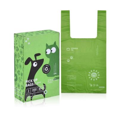 China certified compostable dog waste bags with easy-tie handles for sale