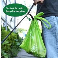 China certified compostable dog waste bags with easy-tie handles for sale