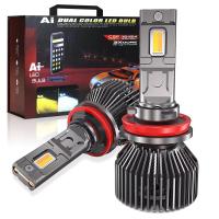 China 12V 10000lm LED Car Headlight Bulb White Yellow Adjustable 3000K-8000K Universal H1 H7 H11 for sale